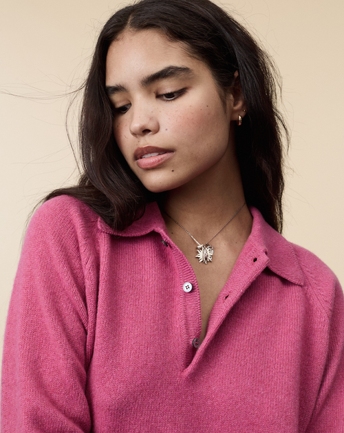 Women's Indian Pink cashmere polo – Tricot