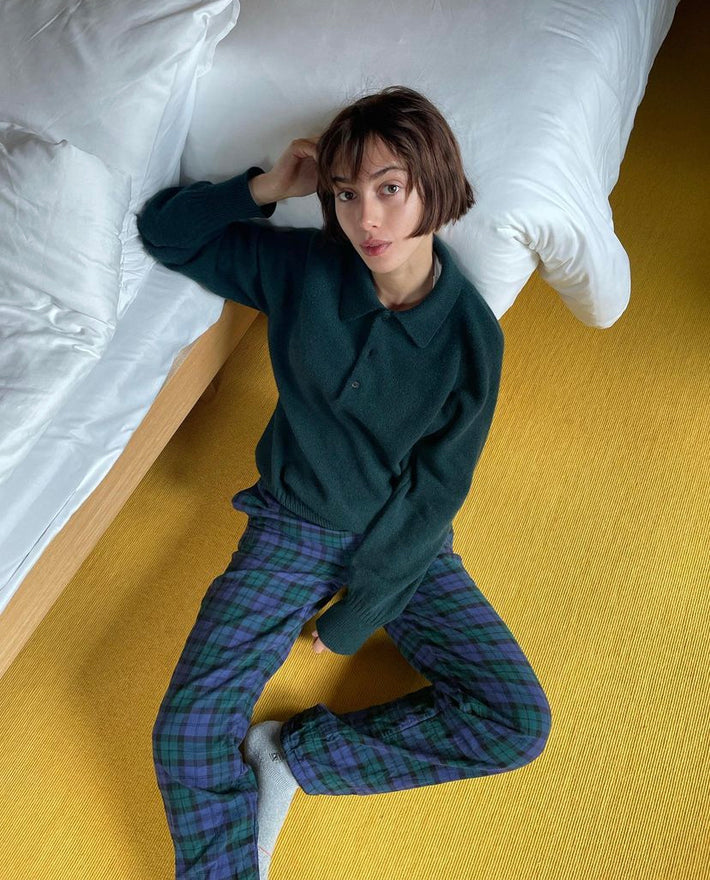 Women's Indian Pink cashmere polo – Tricot