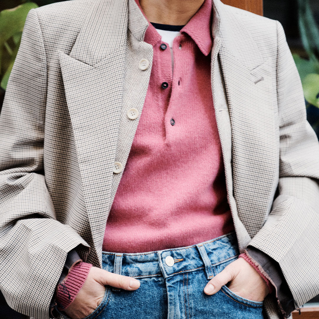 Women's Indian Pink cashmere polo – Tricot
